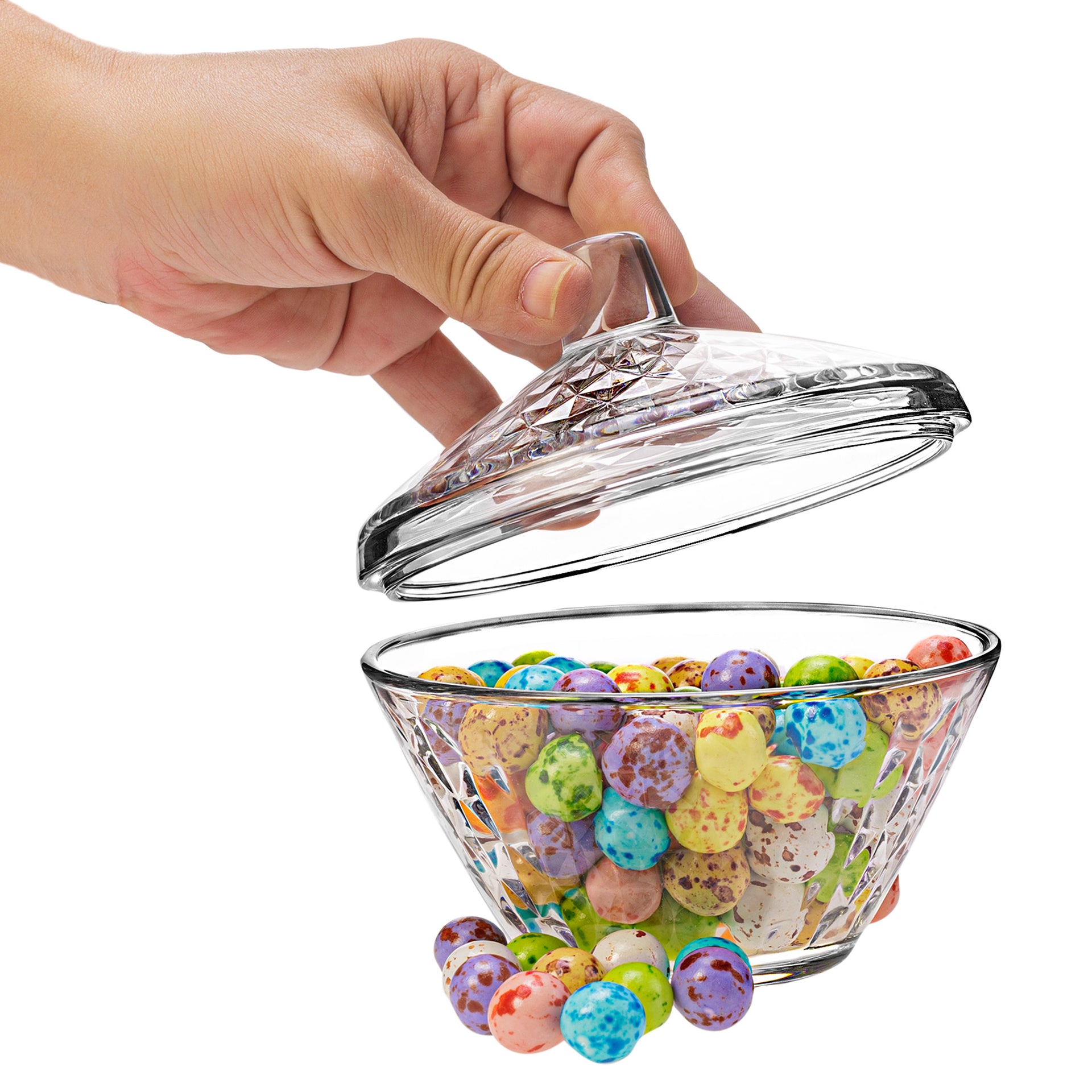 home crystalia decorative glass candy jar with lid