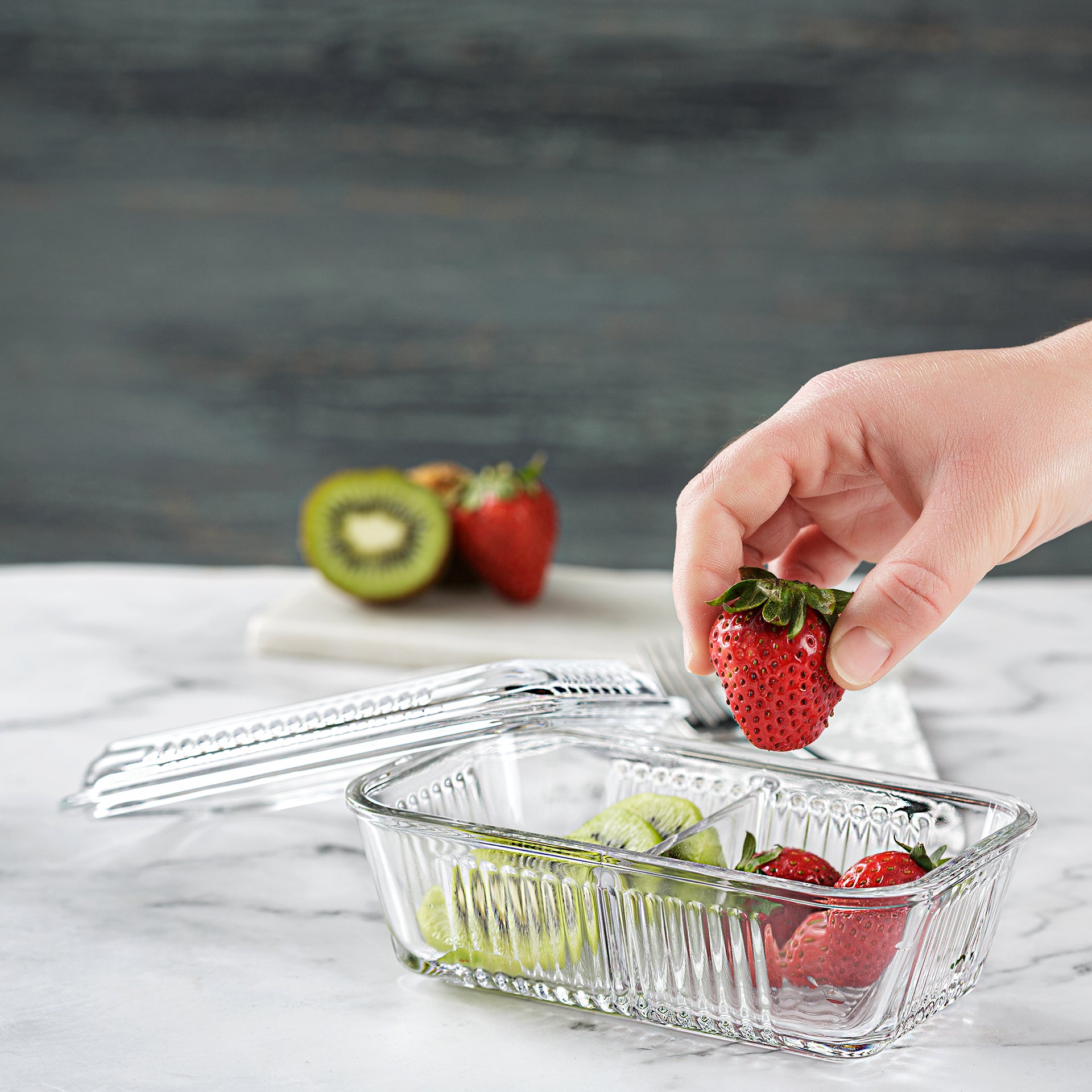 home double compartment glass food container
